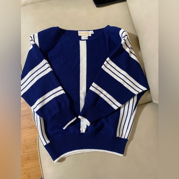 vivanti | Tops | Vivanti Blue White Striped Batwing Sweater | Poshmark
